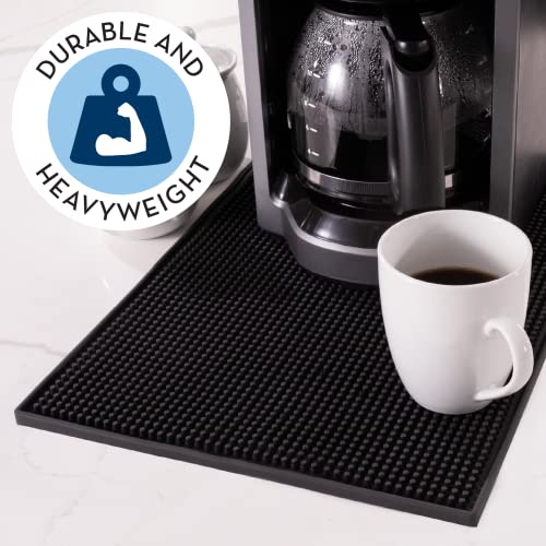 S&T INC. Rubber Bar Mats, Coffee Maker Mats, or Countertop Spill Mats, 11.9 Inch x 17.8 Inch, Black, 2PK