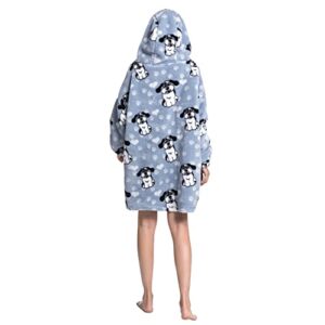 Blanket Hoodie Wearable Oversized Hooded Blanket for Adult Women Men Super Soft Comfortable Warm Flannel Sherpa with Giant Pocket Cute Dogs