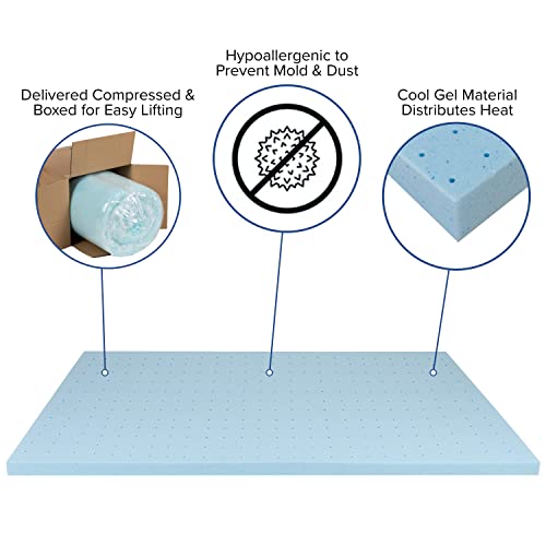 BizChair 2" Cool Gel Infused Hypoallergenic Cooling Memory Foam Mattress Topper - Twin