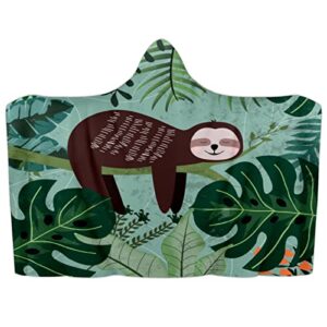 hooded blanket sloth sleep tropical jungle wearable blanket hood poncho hooded blanket throw plush blanket novelty blanket for bed home sofa 39x51 inch