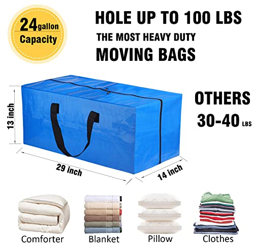 SGPAC King Mattress Bag for Moving 1 Pack, Moving Bags Heavy Duty Extra Large,Clothes Moving Storage Bags,Big Blue Storage Bags for Moving,Reusable Dorm Packing Bags,4 Pack