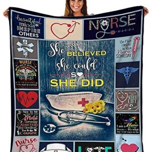 MEDTOGS Nurse Throw Blanket Gifts for Women New Nurses Nursing Student School Practitioner Graduation Appreciation Educator Birthday Christmas Retirement, 50''x60''