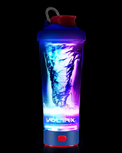 VOLTRX Electric Shaker Bottle - VortexBoost Portable USB C Rechargeable Protein Shake Mixer, Shaker Cups for Protein Shakes and Meal Replacement Shakes, BPA Free, Waterproof, Colored Light Base, 24 oz