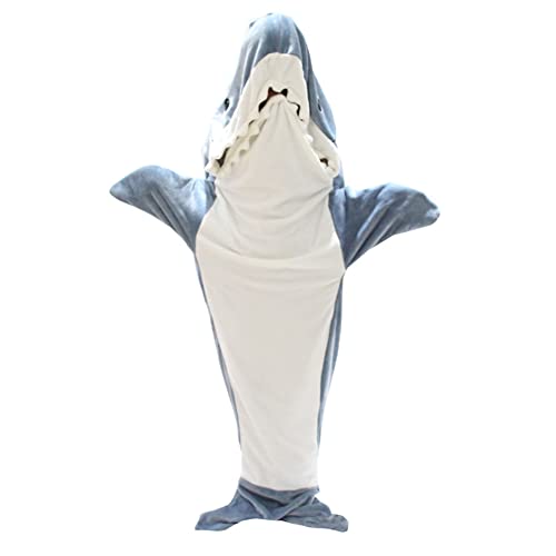 Shark Blanket Adult, 2023 New Super Soft Cozy Flannel Shark Onesie Blanket Wearable, Shark Blanket Hoodie, Shark Costume Shark Gifts for Boys Kids Adult (S(150 * 70 cm), Blue)