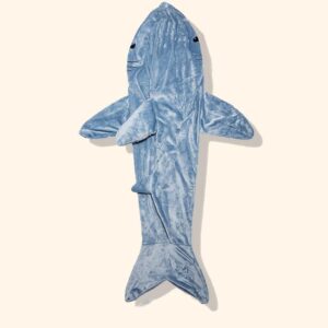 Shark Blanket Adult, 2023 New Super Soft Cozy Flannel Shark Onesie Blanket Wearable, Shark Blanket Hoodie, Shark Costume Shark Gifts for Boys Kids Adult (S(150 * 70 cm), Blue)