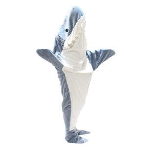 Shark Blanket Adult, 2023 New Super Soft Cozy Flannel Shark Onesie Blanket Wearable, Shark Blanket Hoodie, Shark Costume Shark Gifts for Boys Kids Adult (S(150 * 70 cm), Blue)