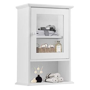 Casart Bathroom Wall Cabinet with Door, Hanging Storage Organizer with Open Shelf, Wall Mounted Medicine Cabinet