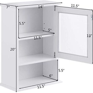 Casart Bathroom Wall Cabinet with Door, Hanging Storage Organizer with Open Shelf, Wall Mounted Medicine Cabinet