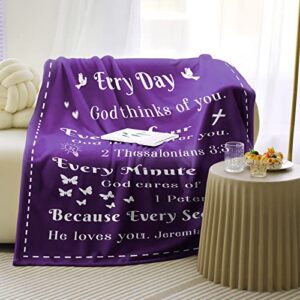 Christian Gifts for Women Christian Gifts Ideas for Women Religious Gifts for Women Bible Blanket with Inspirational Prayers Gifts Bible Verse Christian Prayer Religious Gifts 50X 60 Inch Purple