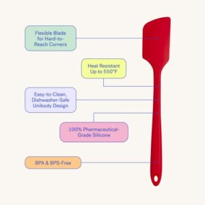 GIR: Get It Right Premium Silicone Spatula - Non-Stick Heat Resistant Kitchen Spatula - Perfect for Baking, Cooking, Scraping, and Mixing - Ultimate - 11 IN, Red