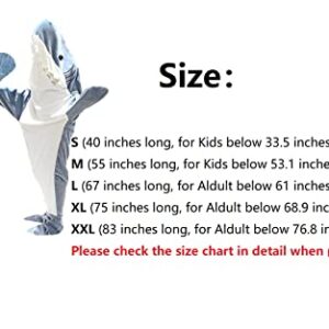 Shark Blanket Adult, Shark Onesie Blanket Adult, Shark Blanket Hoodie, Wearable Blanket Adult, Shark Blanket Super Soft Cozy Flannel Hoodie (L (67 inches Long))