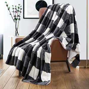 monbix queen sherpa throw blankets soft fuzzy warm, fluffy throw blankets couch fleece, throw blankets bed cozy machine washable faux fur plush thick comfy buffalo plaid furry sofa 380gsm 180gsm 90x90