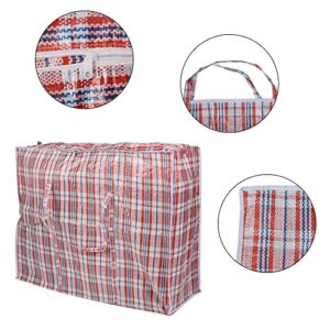 Koreyosh 3PCS Storage Bags Moving Tote Bags, 35 gallon Extra-Large Plastic Checkered Shopping Luggage bags, Reusable Moving Bags Heavy Duty with Zippers & Carrying Handles for Cloth/Blanket/Bedding/Shoes