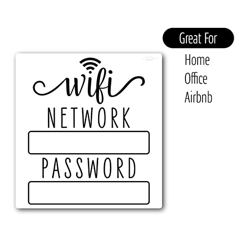 White & Black WiFi Password Sign Fridge Magnet, WiFi Sign with Black Wet Erasable Pen, Magnetic WiFi Password Sign for Home, Portable WiFi Sign for Guests, Airbnb Essentials for Hosts, 4.50x4.25 inch