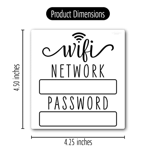 White & Black WiFi Password Sign Fridge Magnet, WiFi Sign with Black Wet Erasable Pen, Magnetic WiFi Password Sign for Home, Portable WiFi Sign for Guests, Airbnb Essentials for Hosts, 4.50x4.25 inch