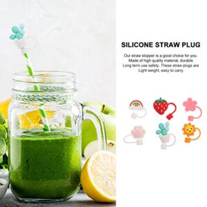 SEWACC 6Pcs Silicone Straw Tips Cover Lovely Cartoon Reusable Drinking Straw Plugs Reusable Straw Tips Lids for Straws (Mixed Style)