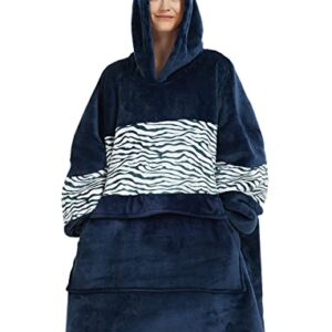 Lzzidou Oversized Blanket Hoodie for Women, Two Layers Cozy Flannel Sherpa Wearable Blanket Sweatshirt Adult