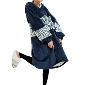 Lzzidou Oversized Blanket Hoodie for Women, Two Layers Cozy Flannel Sherpa Wearable Blanket Sweatshirt Adult