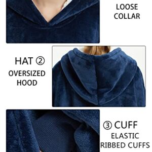 Lzzidou Oversized Blanket Hoodie for Women, Two Layers Cozy Flannel Sherpa Wearable Blanket Sweatshirt Adult