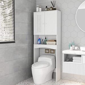 recaceik bathroom storage over toilet, over the toilet storage cabinet with 2 doors, freestanding bathroom shelf cabinet organizer for toilet, laundry room -23.60" l x 9.00" w x 61.80" h