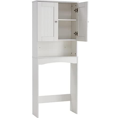 Recaceik Bathroom Storage Over Toilet, Over The Toilet Storage Cabinet with 2 Doors, Freestanding Bathroom Shelf Cabinet Organizer for Toilet, Laundry Room -23.60" L x 9.00" W x 61.80" H