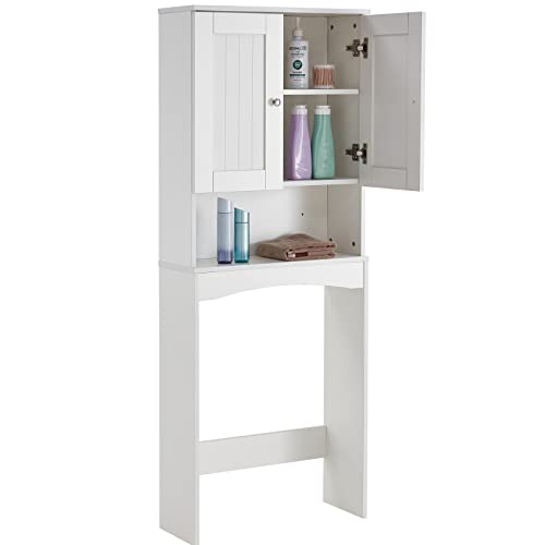 Recaceik Bathroom Storage Over Toilet, Over The Toilet Storage Cabinet with 2 Doors, Freestanding Bathroom Shelf Cabinet Organizer for Toilet, Laundry Room -23.60" L x 9.00" W x 61.80" H