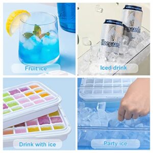 Ice Cube Tray, Stackable Ice Trays for Freezer with Lid and Bin, Easy Release 64 Nuggets Ice for Chilling Cocktails Whiskey Tea Coffee Cool Drinks