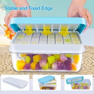 Ice Cube Tray, Stackable Ice Trays for Freezer with Lid and Bin, Easy Release 64 Nuggets Ice for Chilling Cocktails Whiskey Tea Coffee Cool Drinks