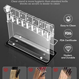 Aiheal Knife Set, 14PCS Stainless Steel Kitchen Knife Set with Clear Knife Holder, No Rust and Super Sharp Cutlery Knife Set in One Piece Design with Knife Sharpener for Kitchen, Serrated Steak Knives