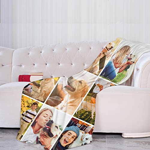 Custom Blanket with Photos Picture Text, 60x50 Inch Personalized Throw Blankets Picture Design for Lover Adults Family Friend Pet Custom Blankets with Photos Valentines Day Gifts Birthday Wedding