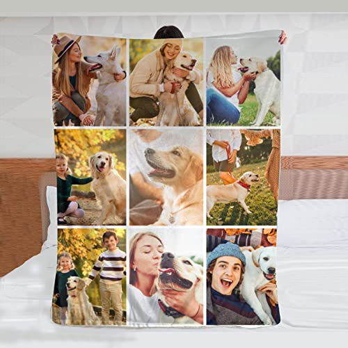 Custom Blanket with Photos Picture Text, 60x50 Inch Personalized Throw Blankets Picture Design for Lover Adults Family Friend Pet Custom Blankets with Photos Valentines Day Gifts Birthday Wedding