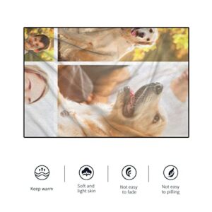 Custom Blanket with Photos Picture Text, 60x50 Inch Personalized Throw Blankets Picture Design for Lover Adults Family Friend Pet Custom Blankets with Photos Valentines Day Gifts Birthday Wedding