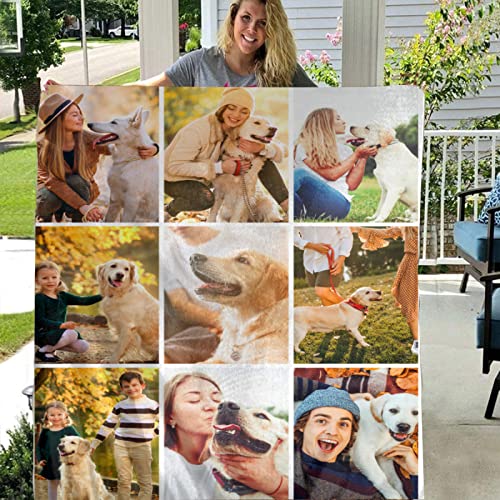 Custom Blanket with Photos Picture Text, 60x50 Inch Personalized Throw Blankets Picture Design for Lover Adults Family Friend Pet Custom Blankets with Photos Valentines Day Gifts Birthday Wedding