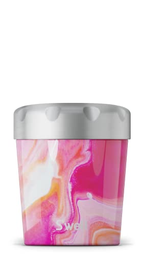 S'well Stainless Steel Ice Cream Pint Cooler 16 ounces Triple Layered Vacuum Insulated Keeps Ice Cream Frozen for Hours Ice Cream Pint Cooler, 1 Count (Pack of 1), Rose Agate