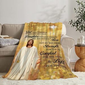 Jesus Christ Throw Soft Cozy Blanket Christian Easter Fleece Blanket Gifts for Women Man Adults Inspirational Scripture Religious Faith Pigeon Cross Bible Verse Warm Blanket Couch Decor 40''X50''