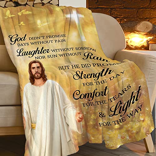 Jesus Christ Throw Soft Cozy Blanket Christian Easter Fleece Blanket Gifts for Women Man Adults Inspirational Scripture Religious Faith Pigeon Cross Bible Verse Warm Blanket Couch Decor 40''X50''