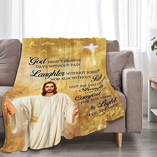 Jesus Christ Throw Soft Cozy Blanket Christian Easter Fleece Blanket Gifts for Women Man Adults Inspirational Scripture Religious Faith Pigeon Cross Bible Verse Warm Blanket Couch Decor 40''X50''