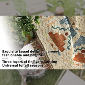 tiowik Mandala Flower Throw Woven Blanket with Tassel for Home Decoration Chair Couch Sofa Bed Beach Travel Picnic Cloth Tapestry Shawl Cozy Cotton (Black 63×51 Inches)