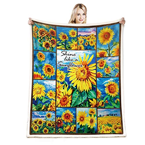 CYREKUD Sunflower Gifts for Women Blanket,Sunflower Blanket Throw for Women Adults,Sunflower Gifts for Teen Girls,Yellow Sunflower Throw Blanket for Couch Sofa Bedroom Office Christmas Decor 50X60