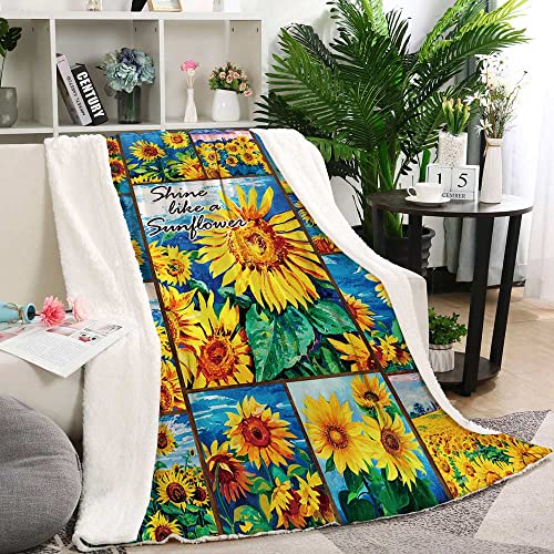 CYREKUD Sunflower Gifts for Women Blanket,Sunflower Blanket Throw for Women Adults,Sunflower Gifts for Teen Girls,Yellow Sunflower Throw Blanket for Couch Sofa Bedroom Office Christmas Decor 50X60