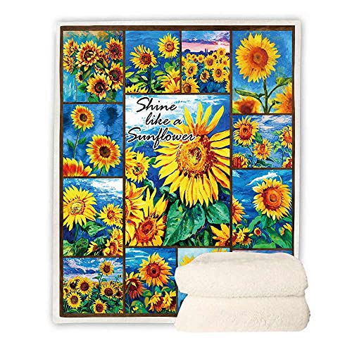 CYREKUD Sunflower Gifts for Women Blanket,Sunflower Blanket Throw for Women Adults,Sunflower Gifts for Teen Girls,Yellow Sunflower Throw Blanket for Couch Sofa Bedroom Office Christmas Decor 50X60