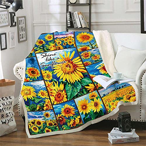 CYREKUD Sunflower Gifts for Women Blanket,Sunflower Blanket Throw for Women Adults,Sunflower Gifts for Teen Girls,Yellow Sunflower Throw Blanket for Couch Sofa Bedroom Office Christmas Decor 50X60