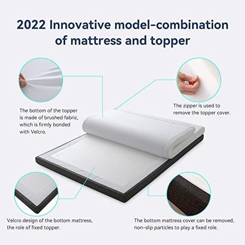 8 inch AeroFusion Memory Foam Mattress/Topper Queen Size,4"+4" Combination Topper in a Box,Medium Firm 2022 Innovative Mattress for Pressure Relief,CertiPUR-US Certified