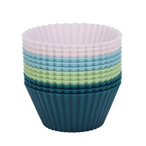 sawnzc silicone baking cups, reusable cupcake liners, 12 pack cake molds, standard size muffin liners, dishwasher safe