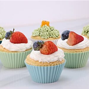 SAWNZC Silicone Baking Cups, Reusable Cupcake Liners, 12 Pack Cake Molds, Standard Size Muffin Liners, Dishwasher Safe