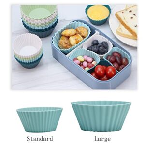 SAWNZC Silicone Baking Cups, Reusable Cupcake Liners, 12 Pack Cake Molds, Standard Size Muffin Liners, Dishwasher Safe