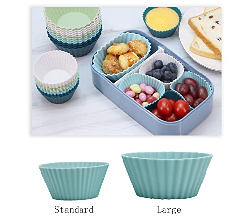 SAWNZC Silicone Baking Cups, Reusable Cupcake Liners, 12 Pack Cake Molds, Standard Size Muffin Liners, Dishwasher Safe