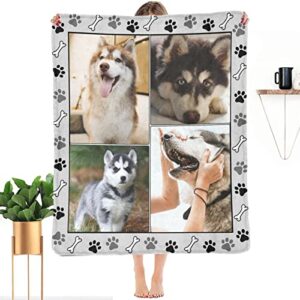 shiyel custom blanket with photos for dog mom ever, personalized picture throw blankets for mother friends, customizable blanket for family pets gifts for women souvenirs, 4 photos collage made in usa