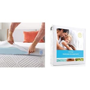 linenspa dorm room essentials 2 inch memory foam mattress topper cover–keeps topper clean white & waterproof mattress encasement - college dorm room essentials - waterproof twin xl