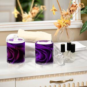 Blueangle 4PCS Purple Rose Qtip Holder Dispenser with Lids - Apothecary Jar Containers for Vanity Organizer Storage - Plastic Food Storage Canisters（993）